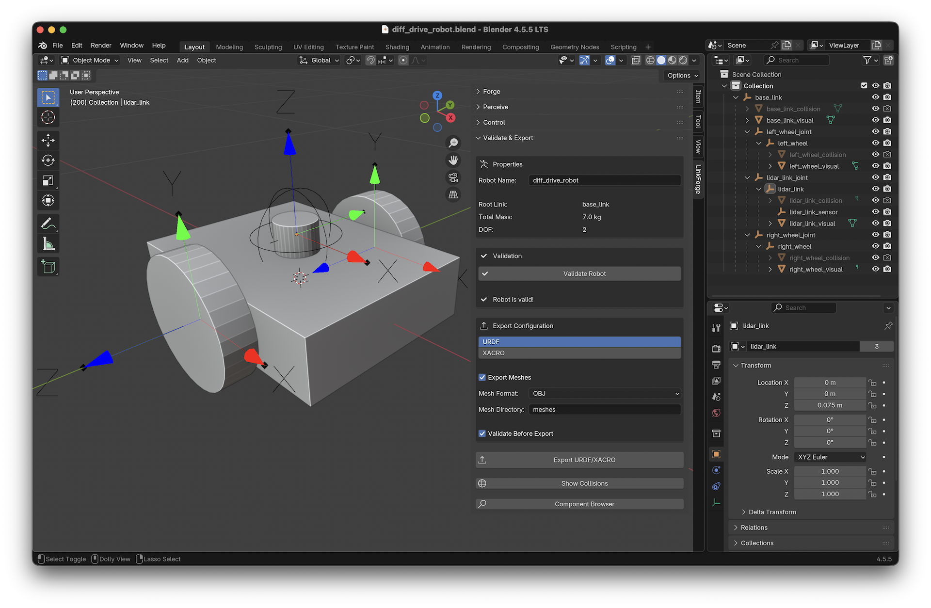 Tutorial: Building a Differential Drive Robot — LinkForge 1.3.0 ...